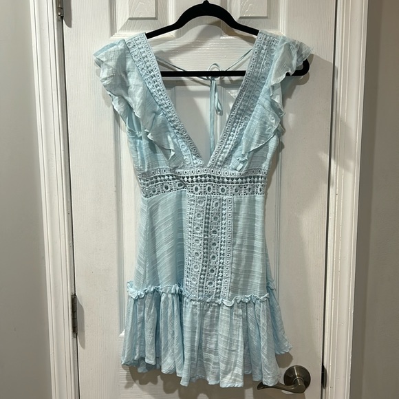 O. Vianca | Dresses | Sky Blue Deep V Dress | Poshmark